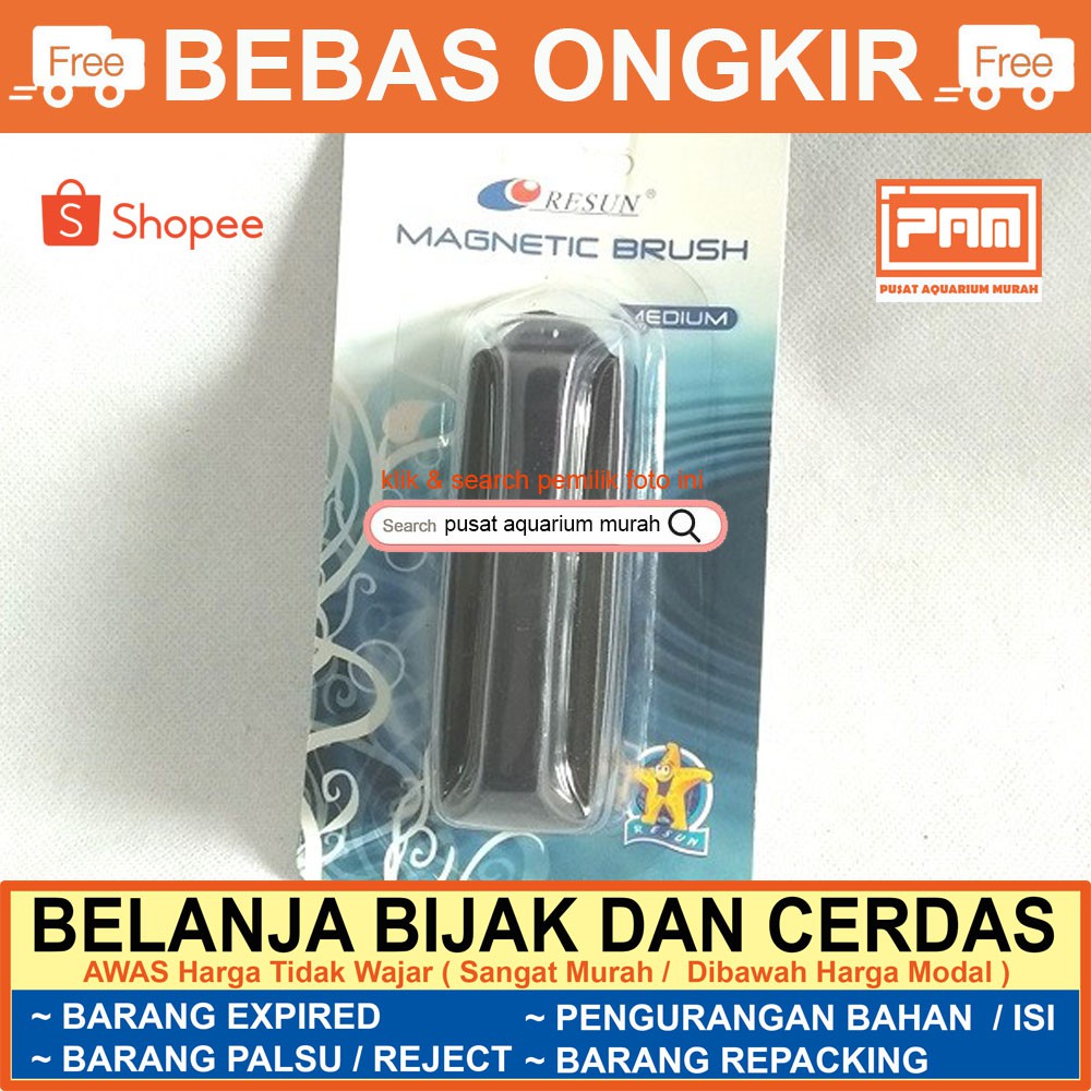 Jual SIKAT MAGNET PEMBERSIH LUMUT KACA AQUARIUM RESUN MAGNETIC BRUSH ...