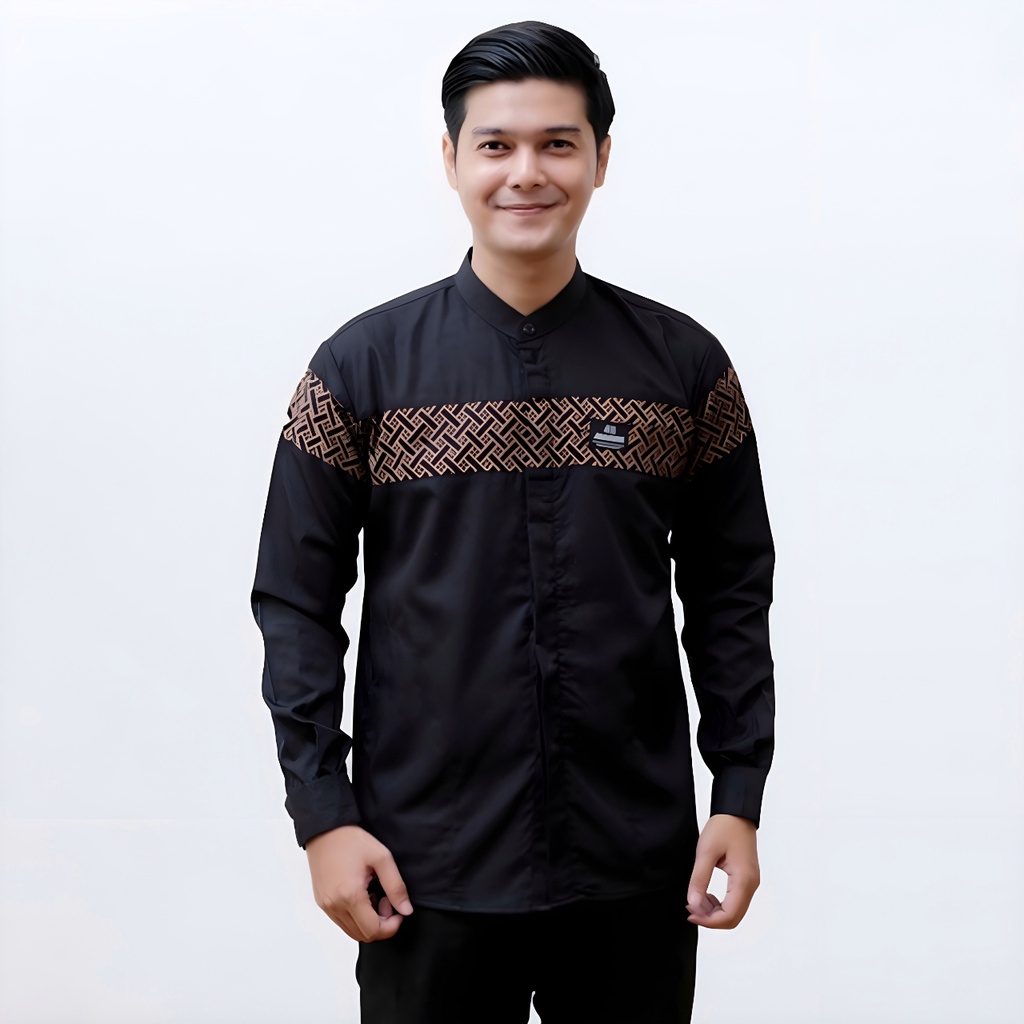 Jual Hilwa Collection Baju Koko Pria Motif Falcon Kombinasi Batik ...