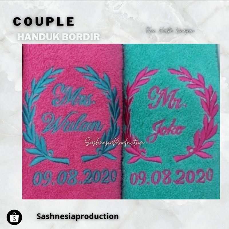 Jual Couple Handuk Mandi Bordir Dewasa 70x140 | Handuk Mandi Kado ...