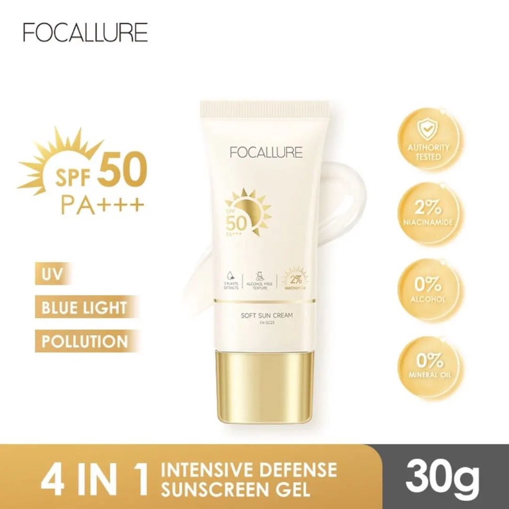 Jual FOCALLURE UVA UVB Blue Light Sun Protector Sunscreen Gel SPF 50 ...