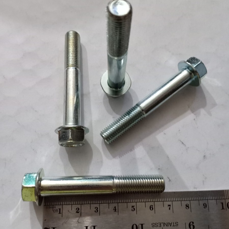 Jual BAUT TOPI / FLANGE BOLT PUTIH M10 X 65MM ( KUNCI 14) | Shopee ...