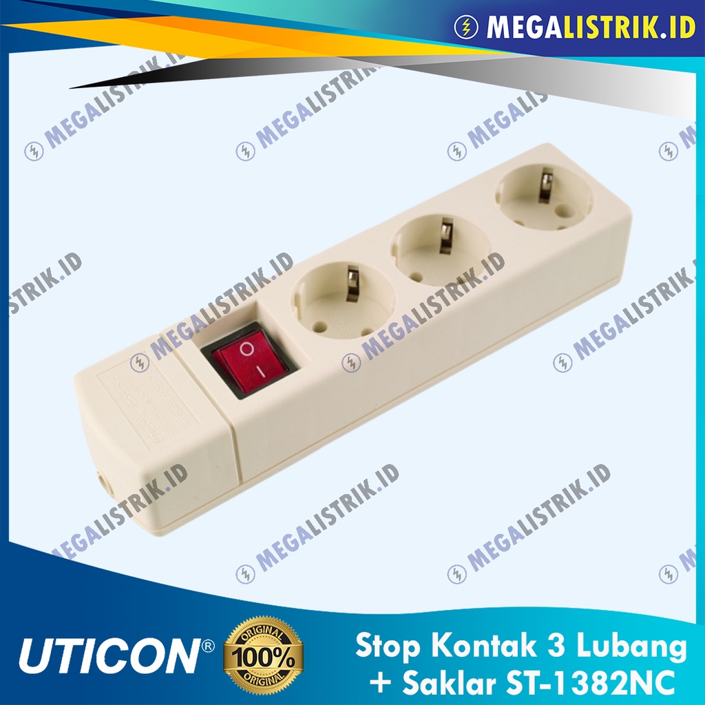 Jual UTICON STOP KONTAK ARDE 3 LUBANG + SAKLAR / MULTI SOCKET OUTLET ...