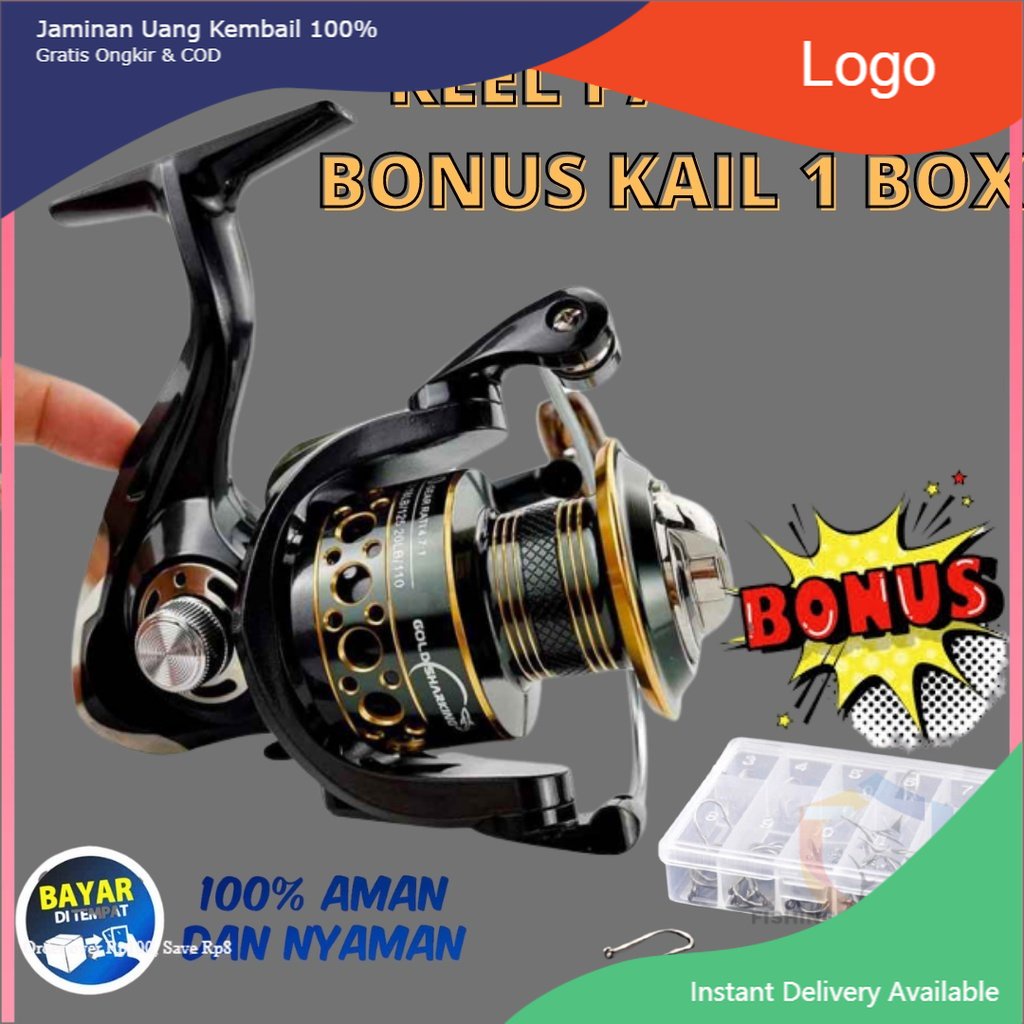 Jual Reel Pancing Gold Sharking BK4000 Spinning Fishing 5.2:1 Ball ...