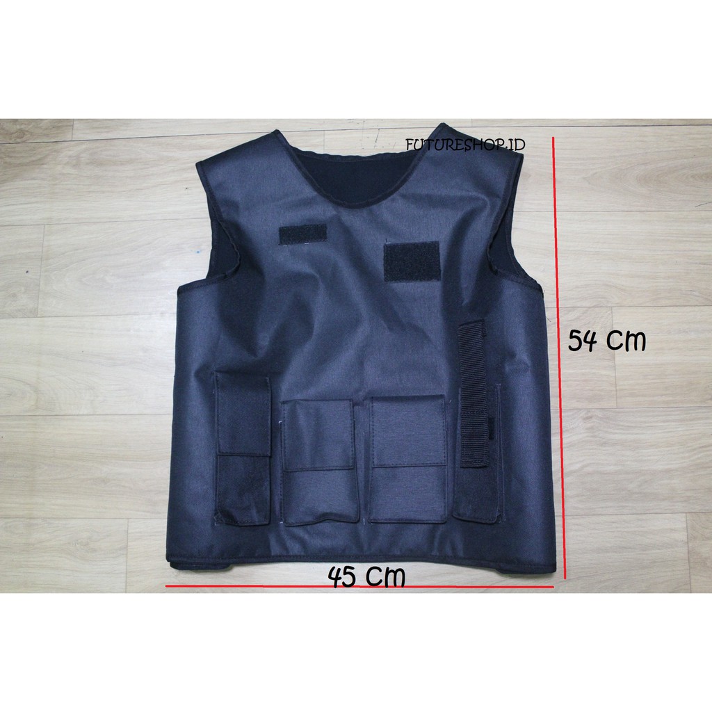 Jual Rompi Tactical Hitam Solid dengan 4 Kantong Utama Berbahan Tebal ...