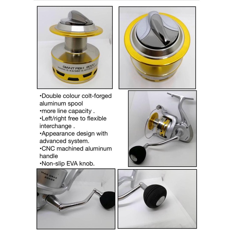 Jual Reel AWA-SHIMA GIANT FISH 8000 (Ukuran BESAR spt ukuran 10000 ...