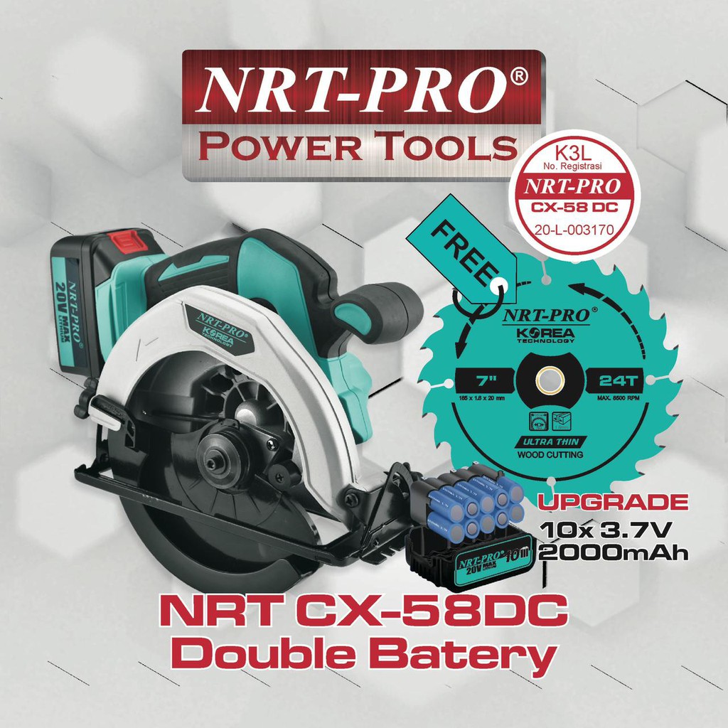 Jual NRT PRO CX-58 DC Mesin Circular Saw Cordless 20 volt - Gergaji ...