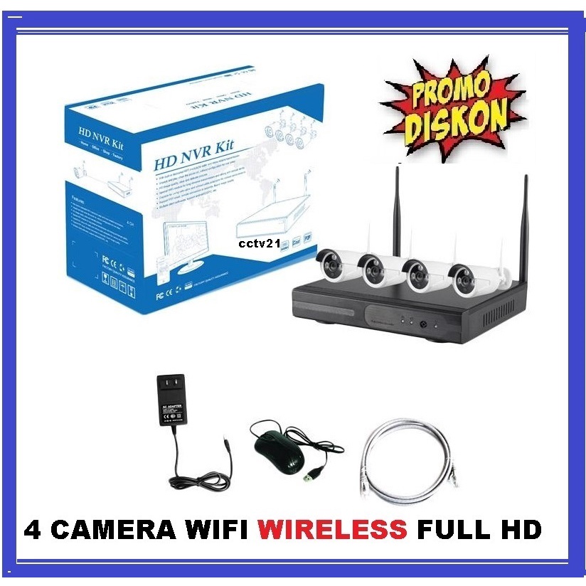 Jual Paket Ip Cam Wi Fi Kit 4ch Full Hd 2mp Plug And Playnvr Shopee Indonesia 