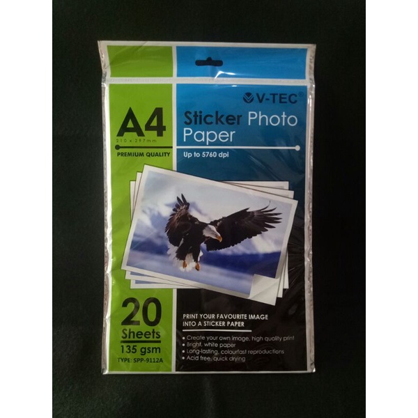 Jual Kertas Foto Stiker / Sticker Photo Paper V-Tec A4, 135gsm (per ...