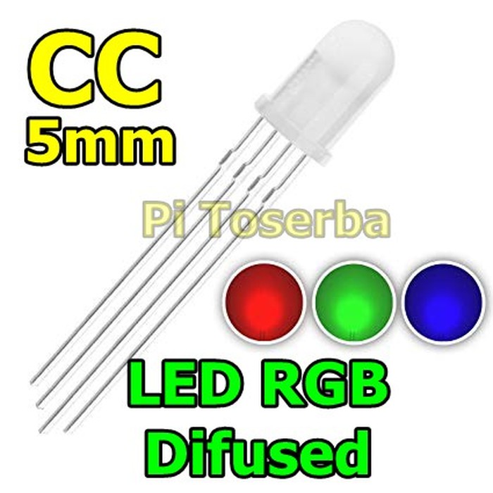 Jual LED RGB CC RED GREEN BLUE 4P 4 PIN 5MM Common Cathode Difused ...