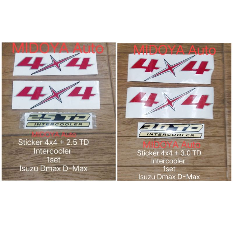 Jual Sticker 4x4 + 2.5 TD / 3.0 TD Intercooler Isuzu Dmax D-Max 1set ...