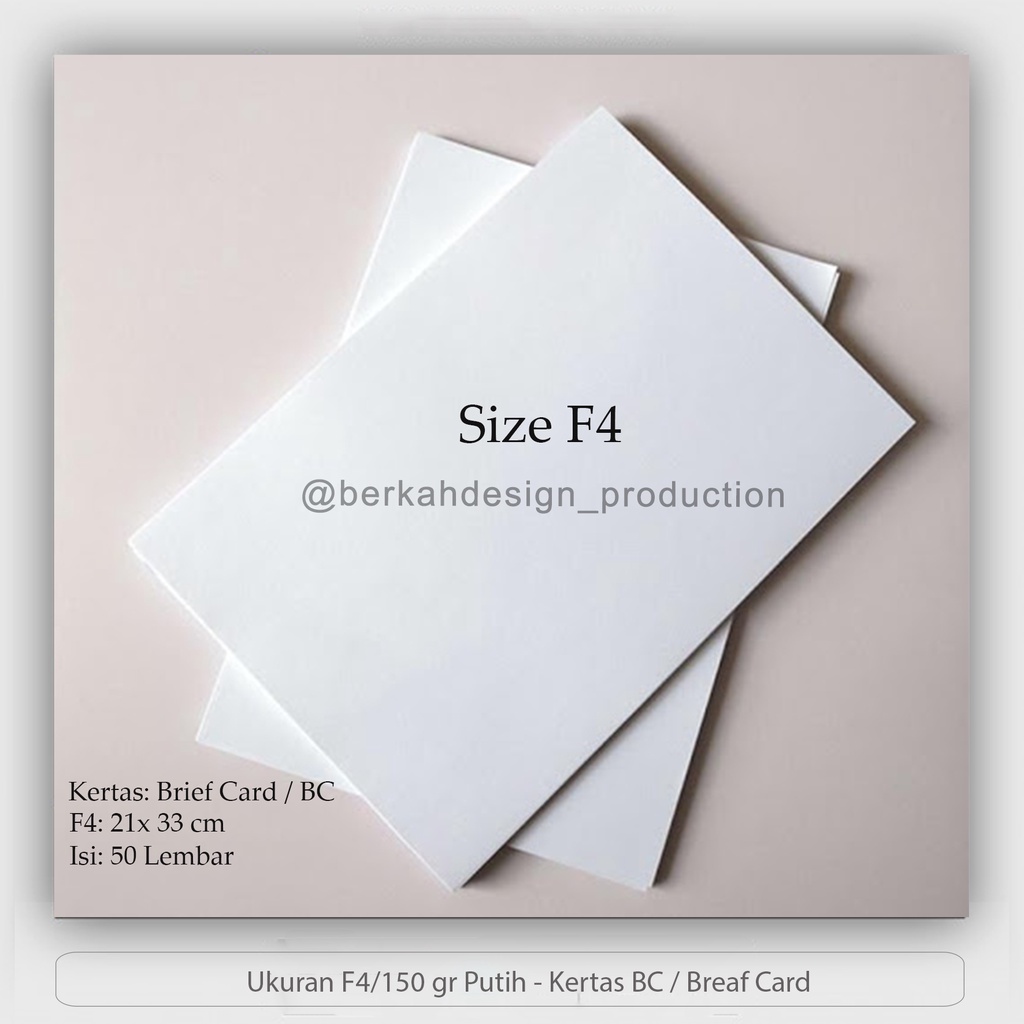 Jual Kertas BC F4 (Breaf Card) 150 gsm putih isi 50 lembar | Shopee ...