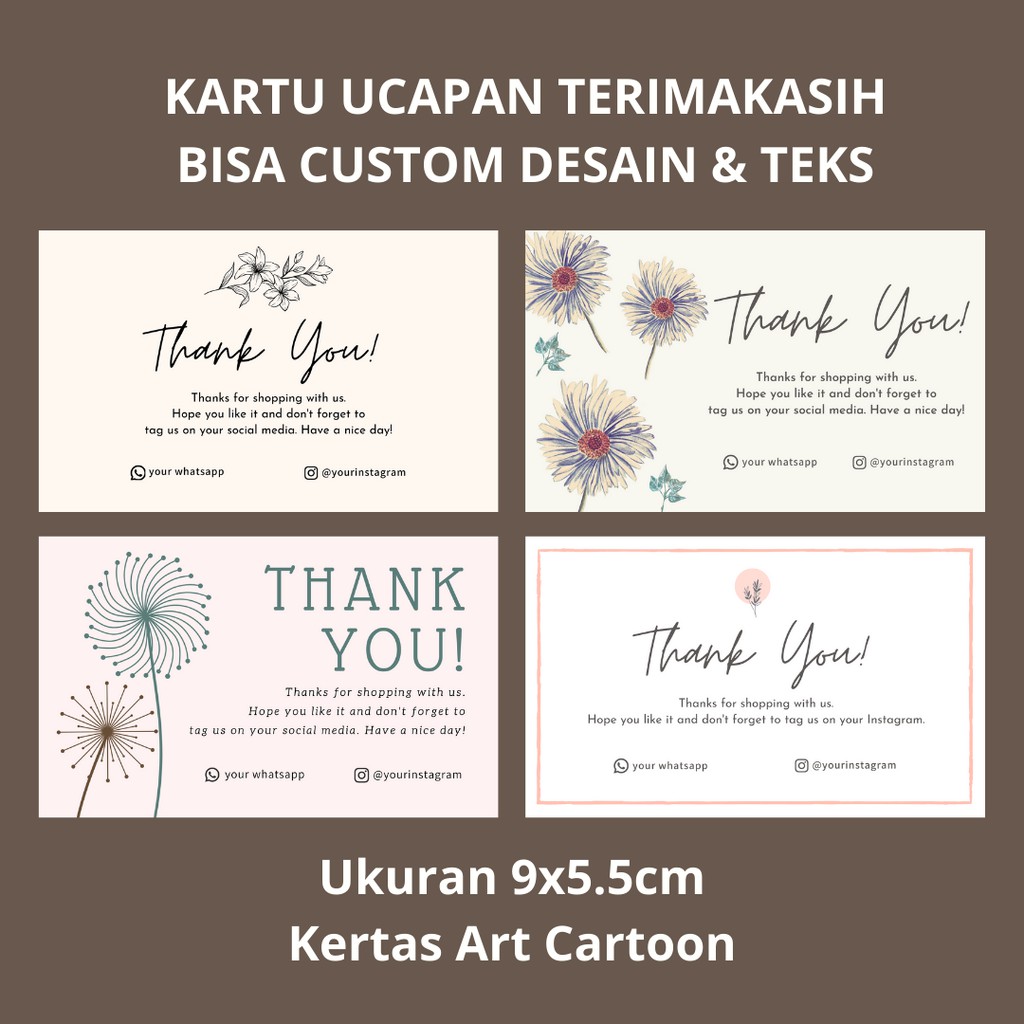 Jual [100 pcs] Kartu Ucapan Terimakasih - Thanks Card olshop - Thank you card custom -Kartu ...