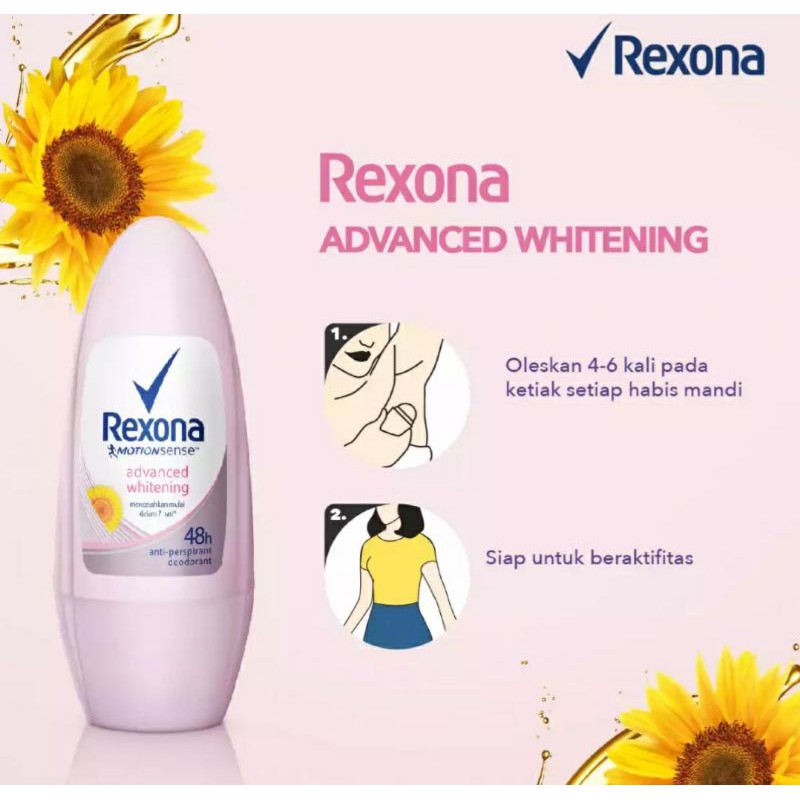 Jual Rexona Deodorant Roll On Advanced Whitening 45 ml | Shopee Indonesia