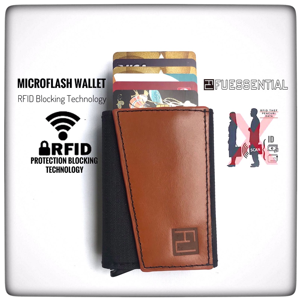 Jual MicroFlash Fuessential Wallet-RFID Protect Technology Dompet Pintar-Military Black Tan ...