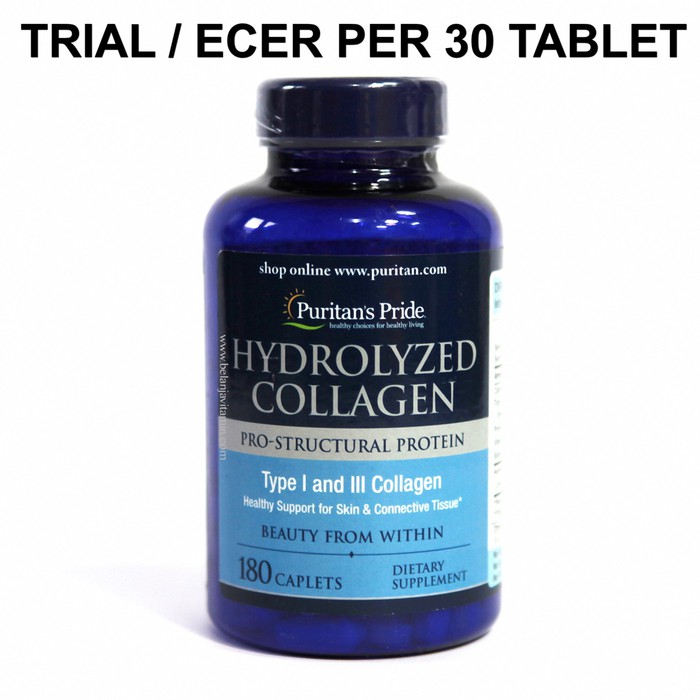 Jual TRIAL / ECER PURITAN PRIDE HYDROLYZED COLLAGEN PER 30 TABLET ...