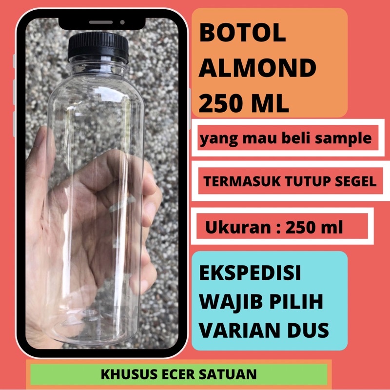 Jual Botol eceran | ECER SATUAN BOTOL PLASTIK ALMOND 250ml | Shopee ...