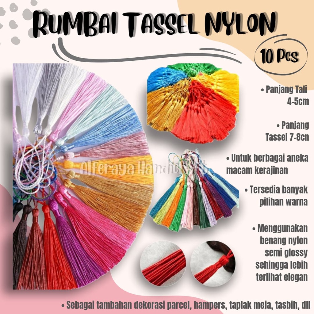 Jual [10 PCS] Rumbai Tassel Nylon • Tasel • Hiasan Tassel • Gantungan ...