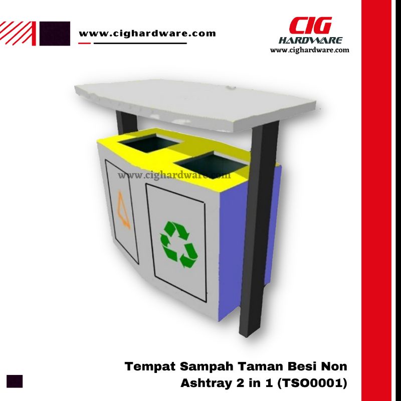 Jual Tempat Sampah Taman Plat Besi 2 in 1 / Tempat Sampah Outdoor ...