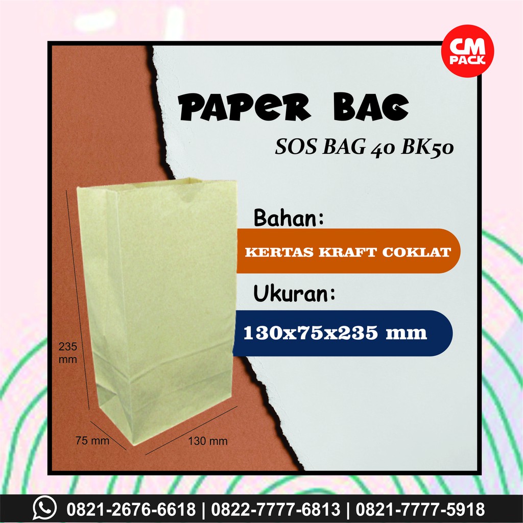 Jual PAPER BAG SOS BAG 40 BK 50 ( 1 PACK ISI 100PCS ) | Shopee Indonesia