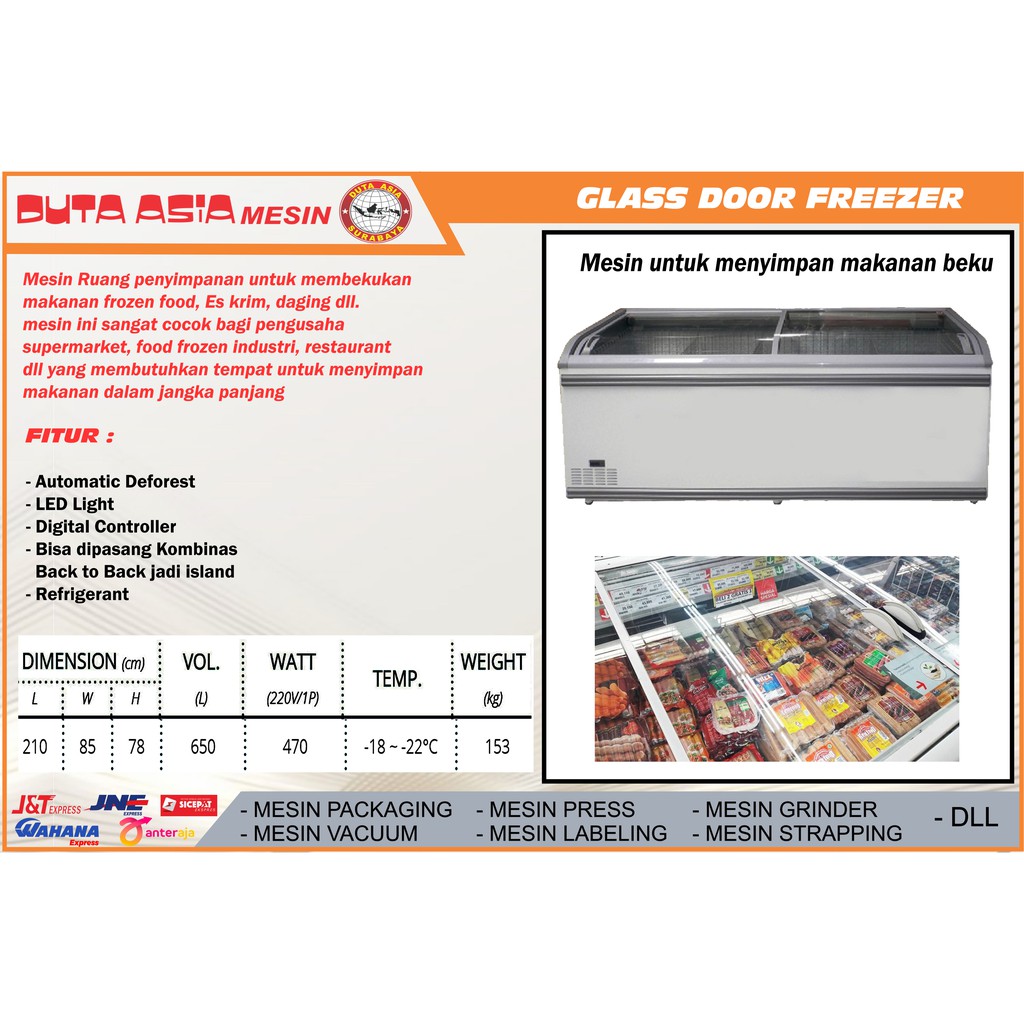 Jual GLASS DOOR FREEZER/ MESIN REFRIGRATOR PEMBEKU MAKANAN ATAU MINUMAN ...