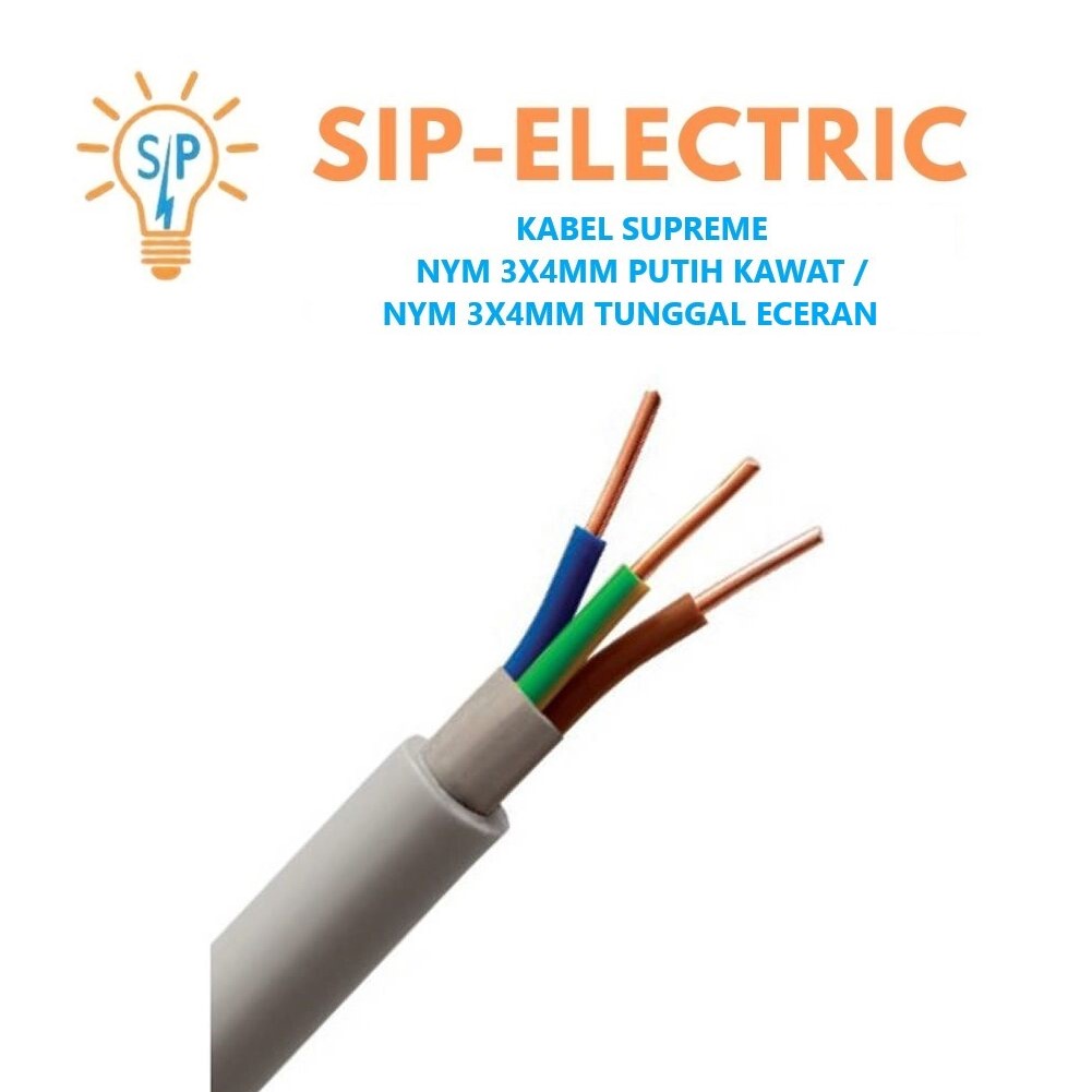Jual KABEL SUPREME NYM 3X4MM PUTIH KAWAT / NYM 3X4 MM TUNGGAL ECERAN ...
