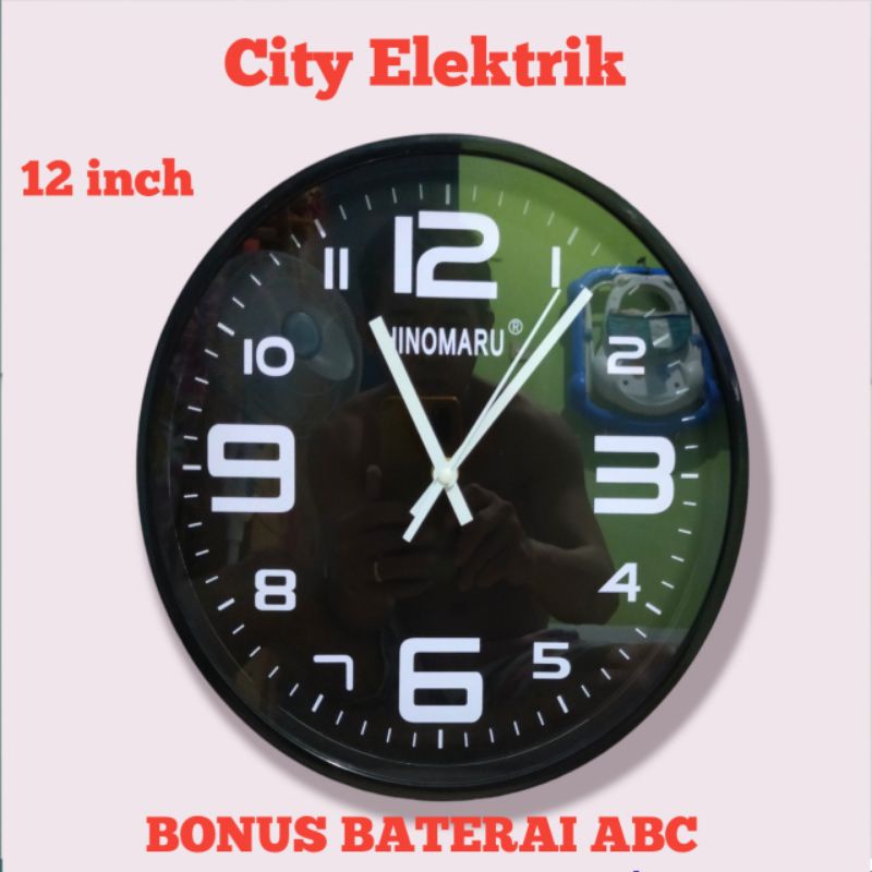 Jual JAM DINDING HINOMARU 12 INCH ( BONUS BATERAI ABC ) | Shopee Indonesia