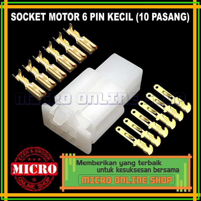 Jual Socket 6 Pin Kecil + Skun / Soket Motor / Konektor Motor / Isi 10 ...