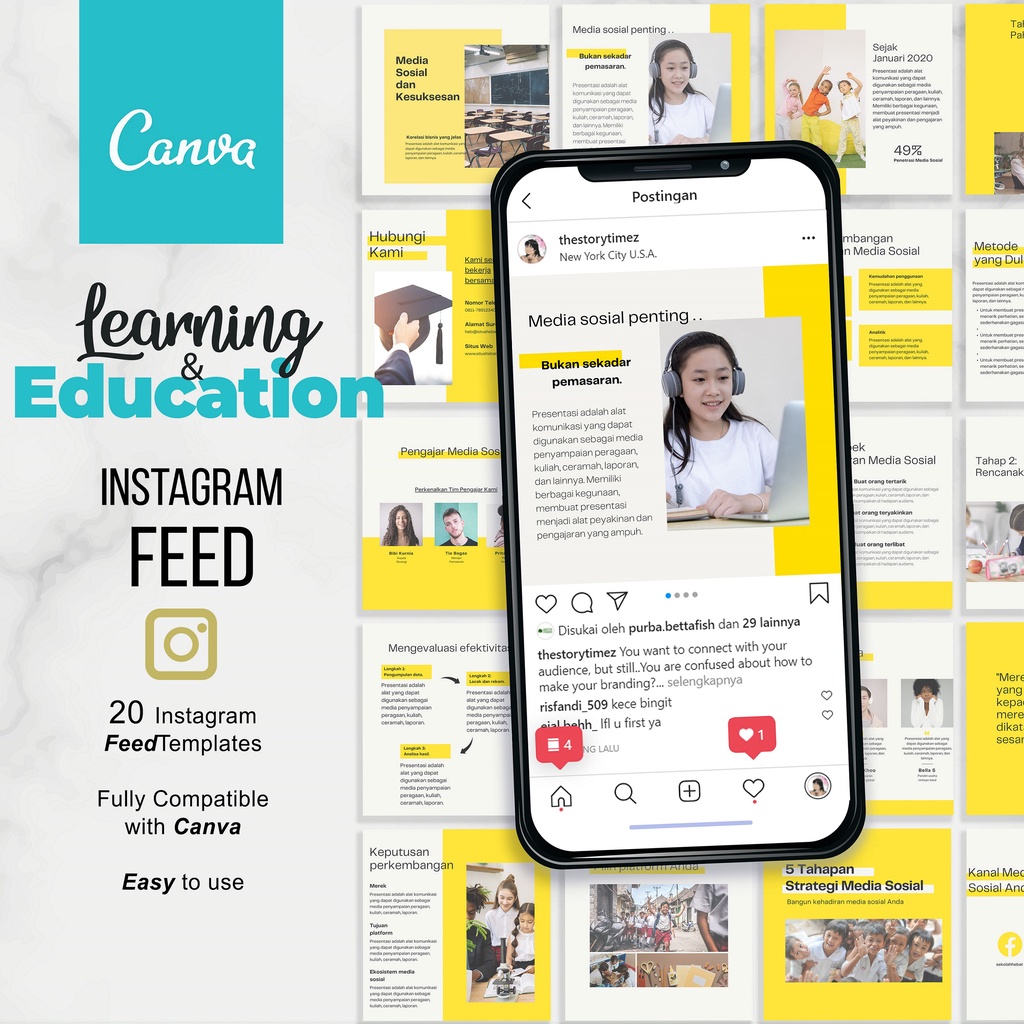 Jual (20 Feed) Template Instagram untuk Pendidikan, Pelatihan ...