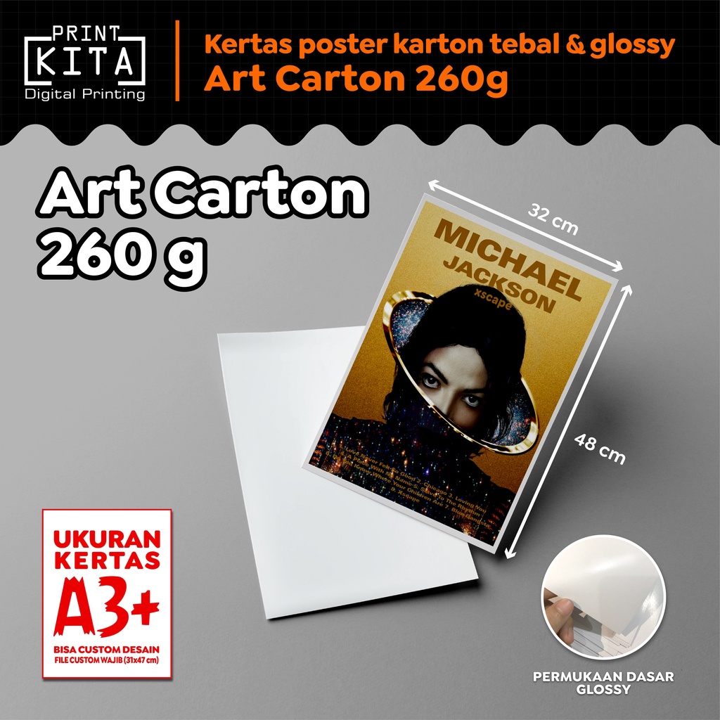 Jual Kertas ART CARTON 260 g, Art Karton 260 gsm, Poster Glossy Tanpa ...