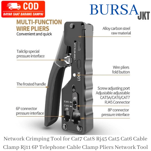 Jual TANG NETWORK CRIMPING TOOL RJ45 CAT8 CAT7 CAT6 CAT5 CLAMP | Shopee ...