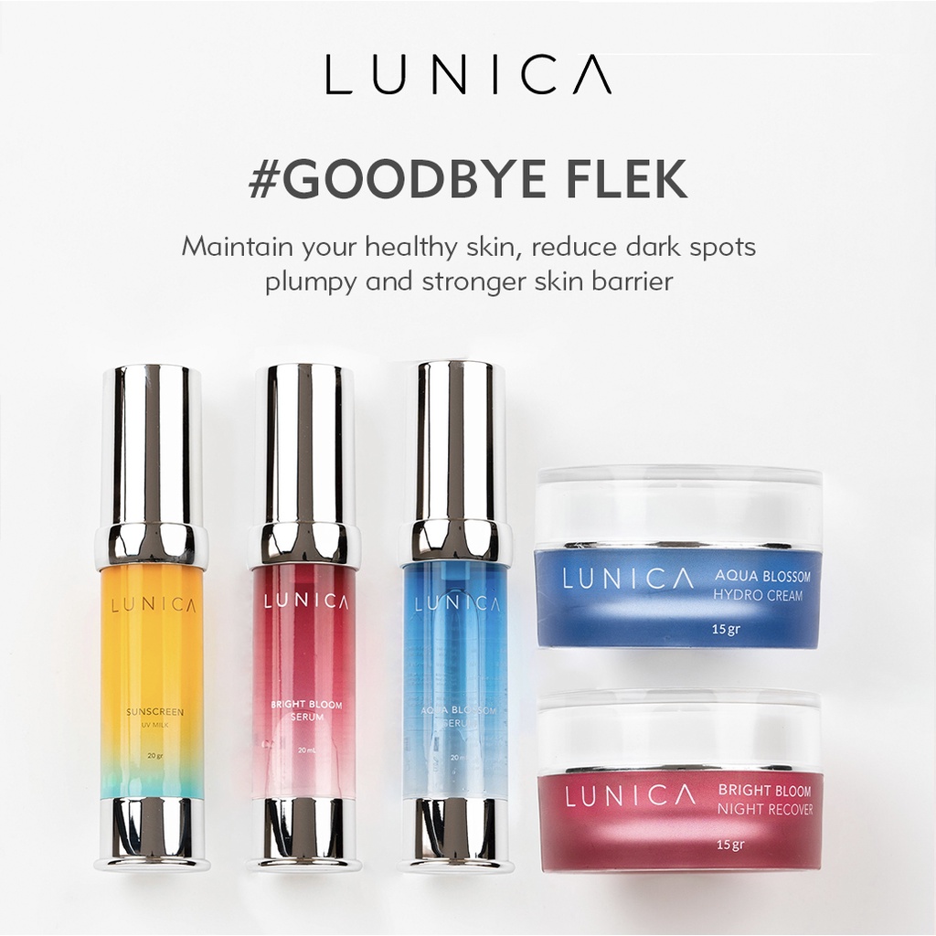 Jual #GOODBYE FLEK & BEKAS JERAWAT Maintaining Set | LUNICA Bright Bloom Serum + Cream | Aqua ...