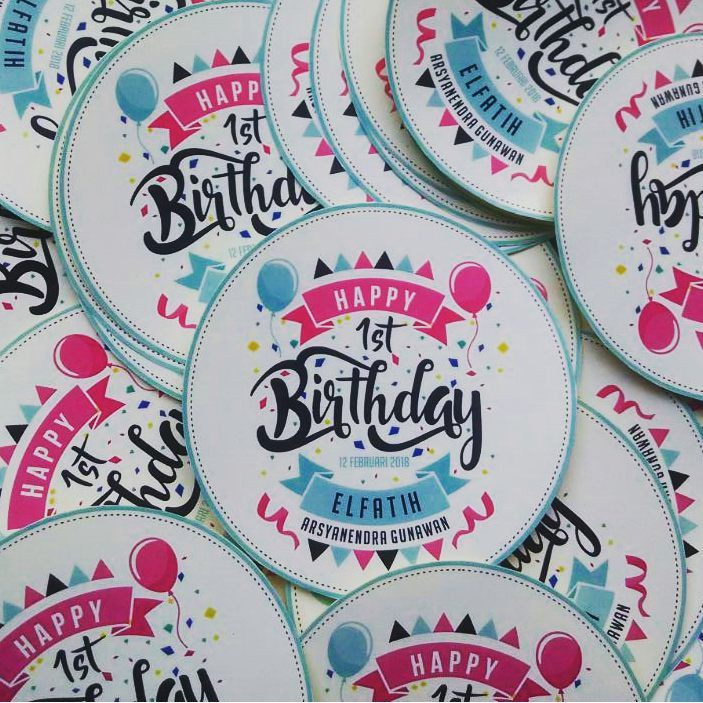 Jual Sticker Ulang Tahun / Sticker Label Bentuk lingkaran Free desain ...