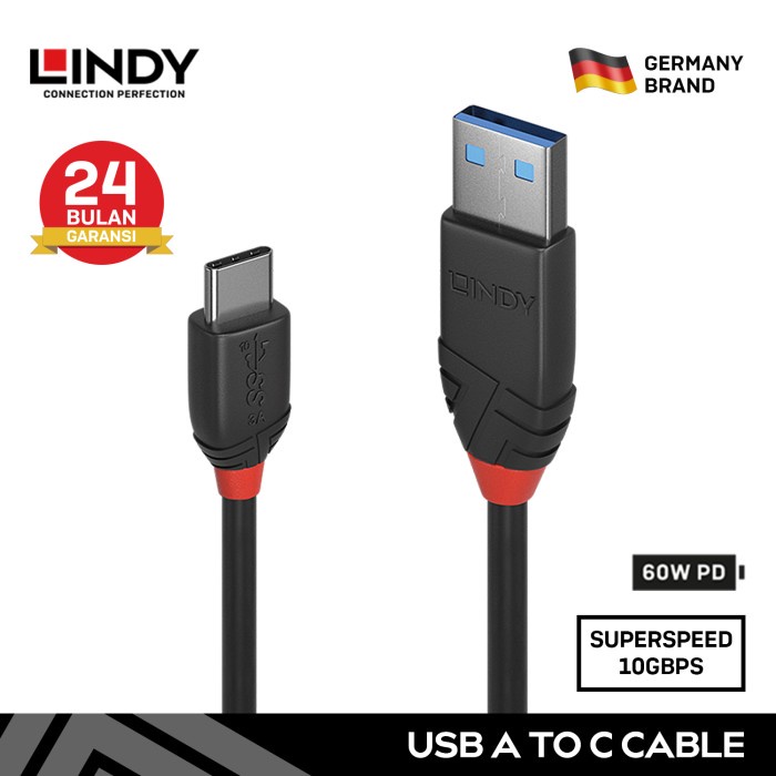 Jual LINDY Kabel Charger Type C 1m Kabel Transfer Data Fast Charging ...