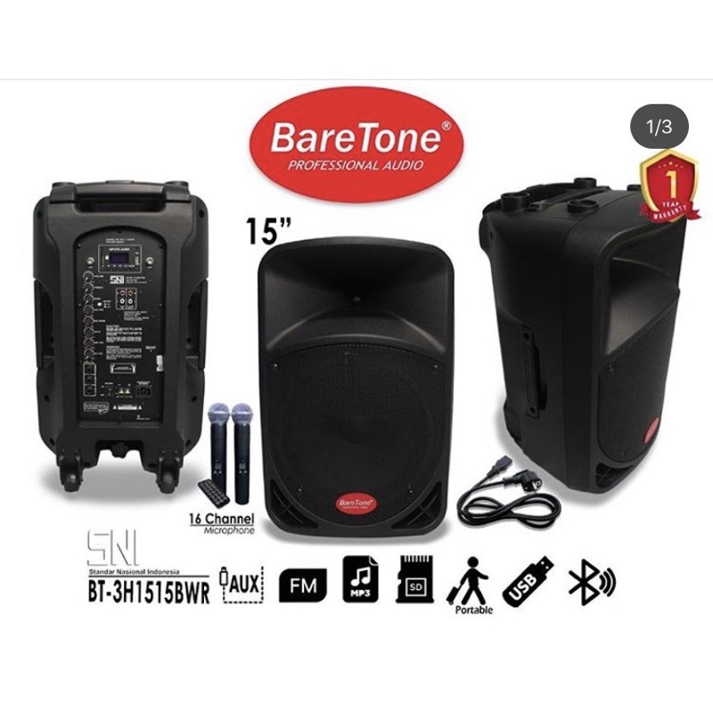 Jual baretone bt 3 h 1515 bwr . portable speaker baretone 1515 bwr 15 ...