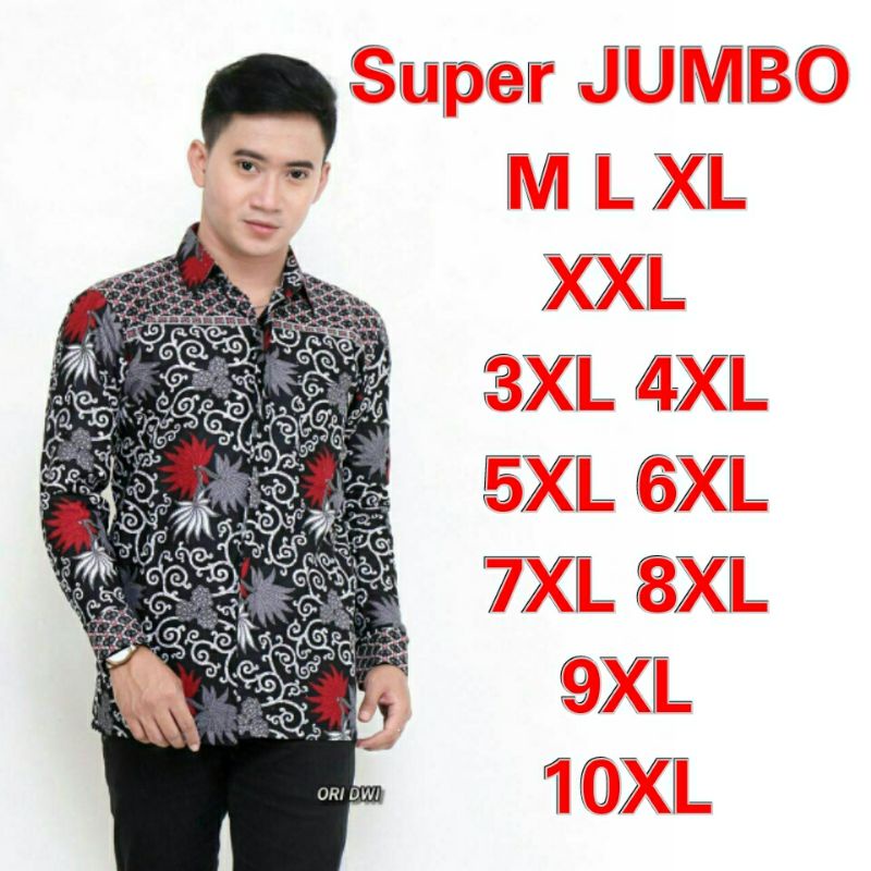 Jual Atasan kemeja batik pria SUPER JUMBO BIG SIZE motif kembang langit | ukuran M-10XL | katun ...