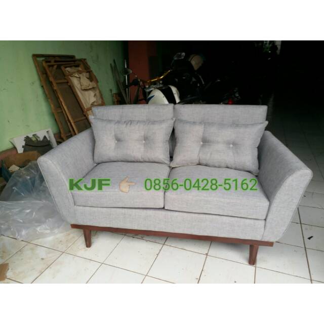 Jual Sofa retro dudukan dua free bantal peluk kain kanvas KJF I sofa ...