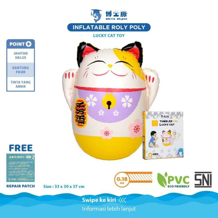 Jual Doctor Dolphin Inflatable Roly Poly Lucky Cat Toys / Mainan Tinju ...