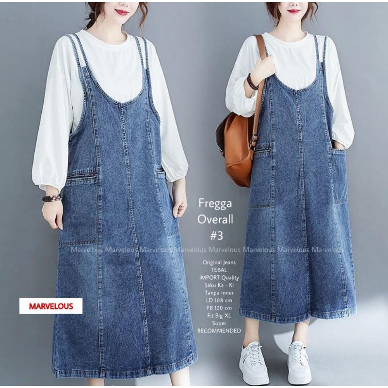 Jual Fregga Overall Jeans Wanita Kekinian Gaya Oversize Korean Style ...