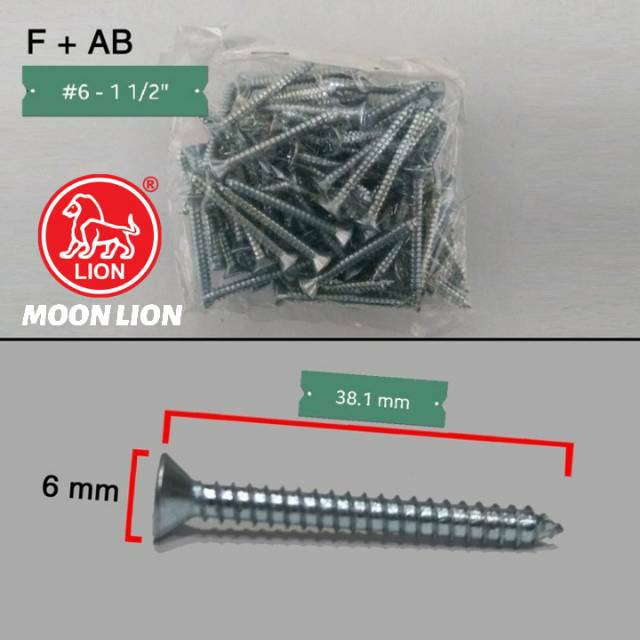 Jual (100 Pcs) Sekrup Skrup Kayu 1.5Inch ( #6 x 4cm ) Taping Screw 40mm ...