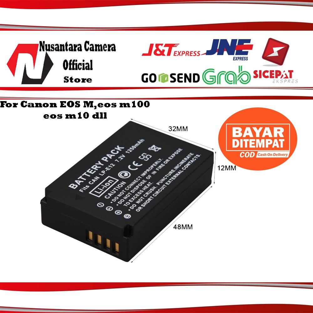 Jual CANON BATTERY BATERAI LP-E12 LPE12 FOR 100D EOS M10 M100 DLL | Shopee Indonesia
