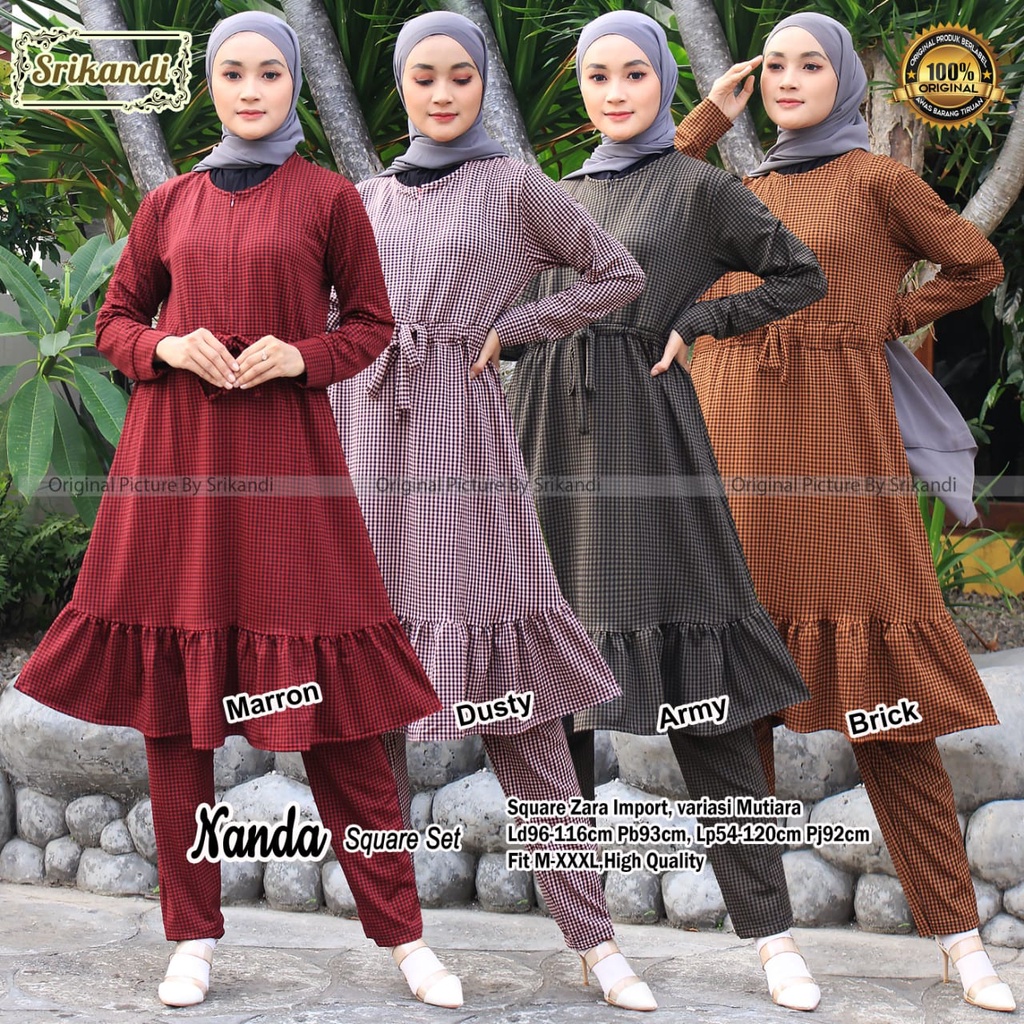 Jual NANDA SQUARE SET BY SRIKANDI SETELAN ONE SET SETCEL CELANA TUNIK ...