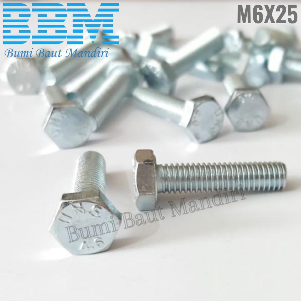 Jual BAUT MUR BESI 6x25 PUTIH // BAUT DAN MUR 6X25 // BMP 6x25 PER PACK ...