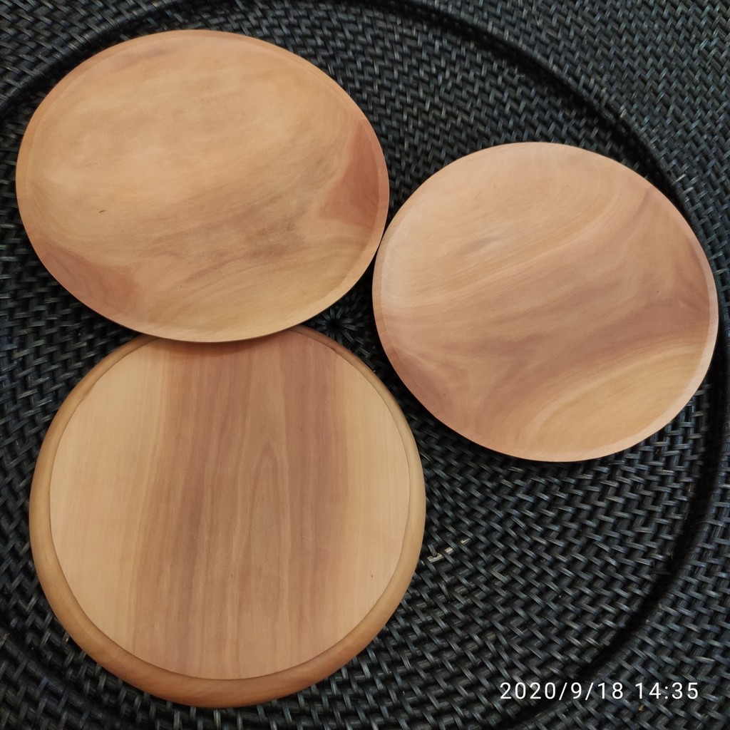 Jual Piring Kayu Bulat /Piring kayu Sawo/piring bulat kayu sawo 20cm ...