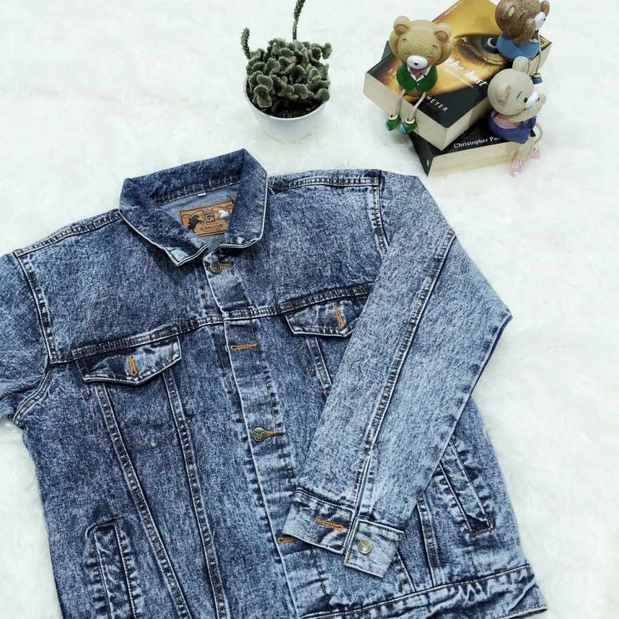 Jual Jacket Denim Jaket Jeans Sandwash Blue - Hitam, XL | Shopee Indonesia