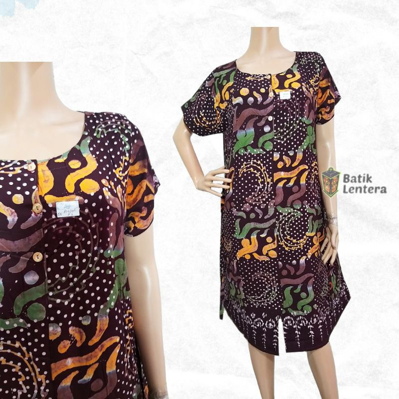 Jual Daster Batik Lentera Rayon Cetak Belah Busui Kancing 3 Depan Tali ...