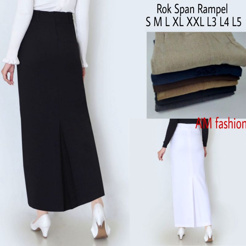 Jual Rok Kerja Span Rampel Rok Sekolah Belahan Terutup Woll premium ...