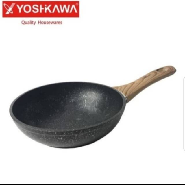 Jual Yoshikawa Fry Wok Marble MD200 20cm Frywok Induksi Wajan Panci Penggorengan 20 | Shopee ...