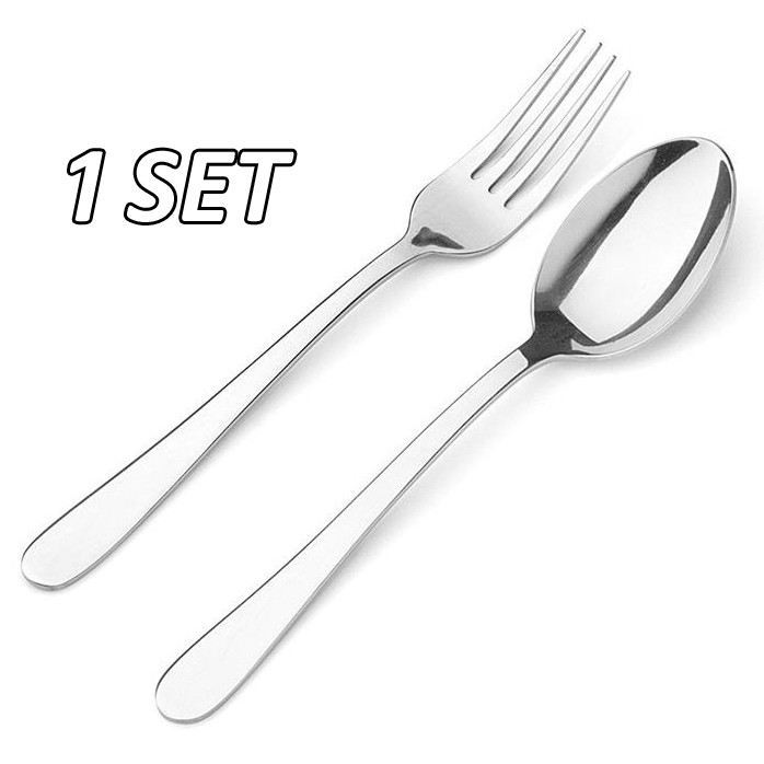 Jual Sendok dan Garpu makan Stainless Steel 1 Set | Shopee Indonesia
