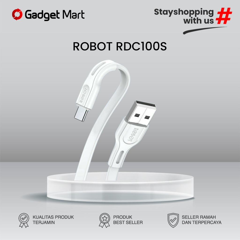 Jual Kabel Data ROBOT RDC100S Type C 2.4A 1M | Shopee Indonesia