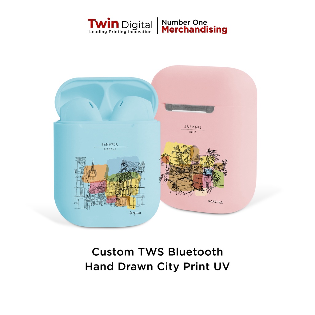 Jual Twindigital TWS Custom AirPods Sketsa Kota Wireless Earbuds Print ...